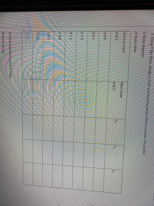Solved 2. Using T flip-flops, design a 3-bit synchronous | Chegg.com