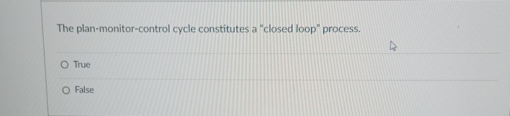 Solved The plan-monitor-control cycle constitutes a "closed | Chegg.com