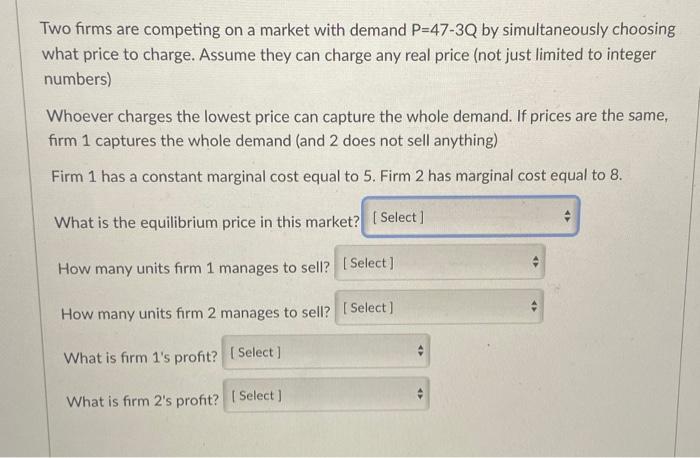 Solved Two firms are competing on a market with demand | Chegg.com