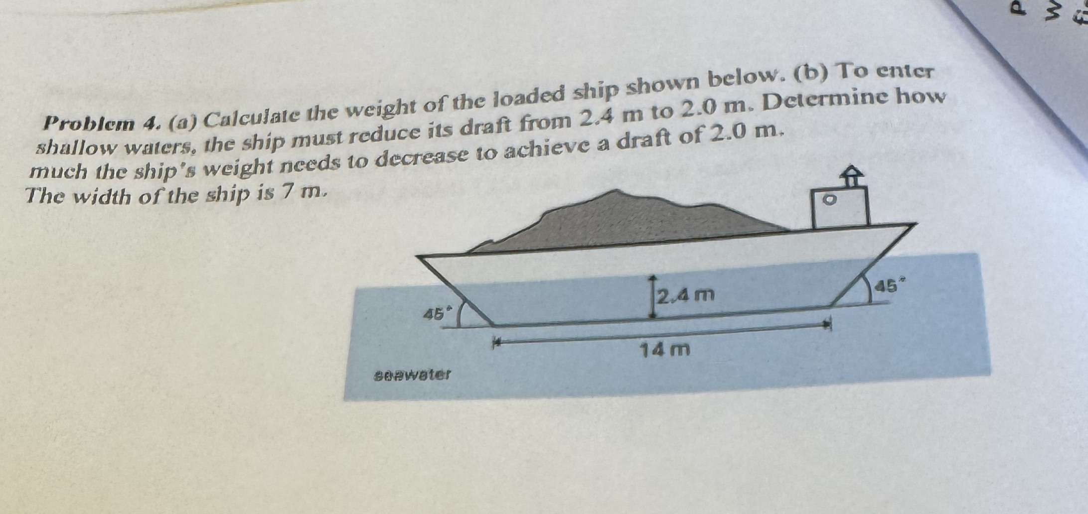 Solved Problem 4. (a) ﻿Calculate the weight of the loaded | Chegg.com