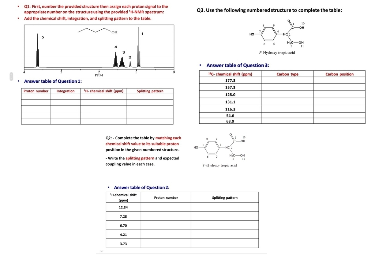 Solved Q1: First, number the provided structure then assign | Chegg.com