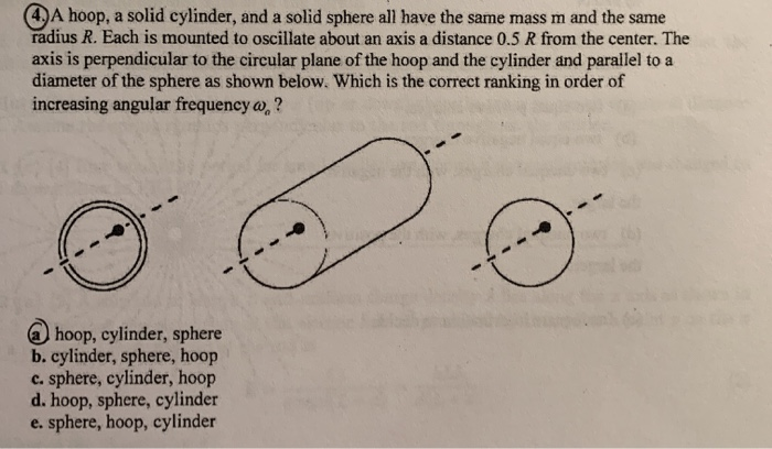 Solved 4. A hoop, a solid cylinder, and a solid sphere all | Chegg.com