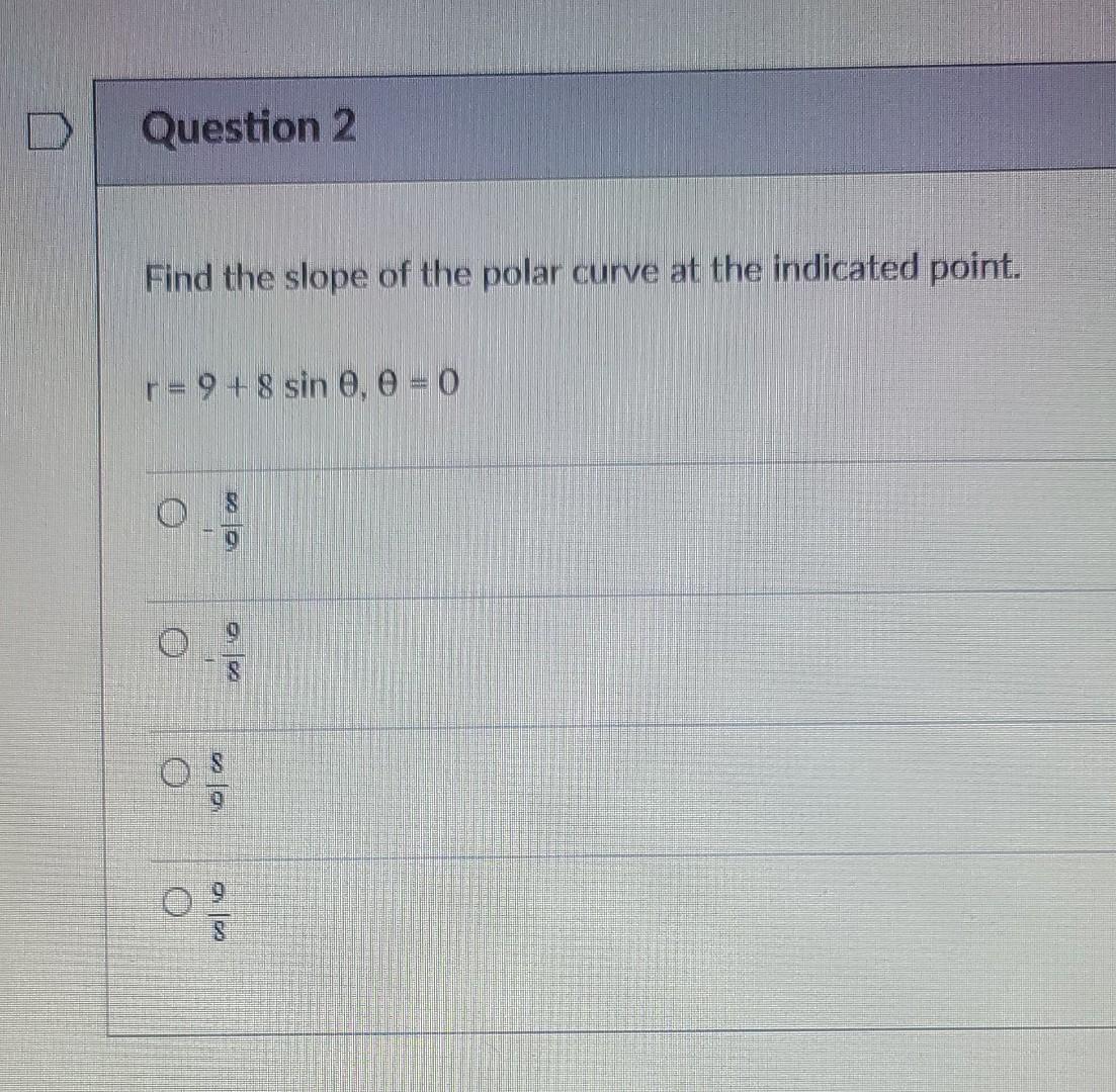 Solved Find the slope of the polar curve at the indicated | Chegg.com