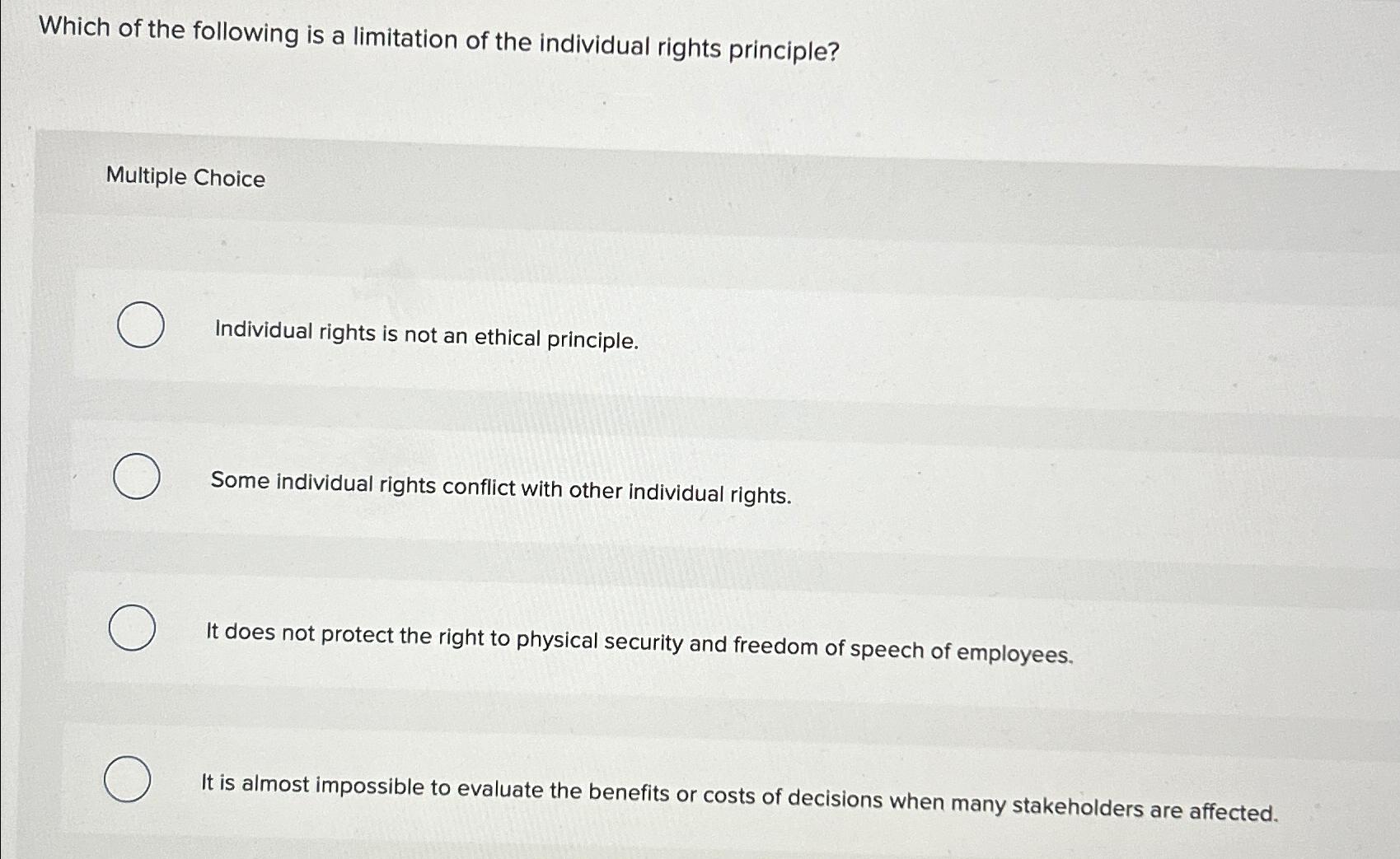 Solved Which of the following is a limitation of the | Chegg.com