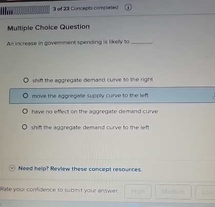Solved 3 ﻿of 23 ﻿Concepts completedMultiple Choice | Chegg.com