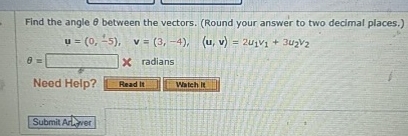 Solved Find the angle \theta between the vectors. (Round | Chegg.com
