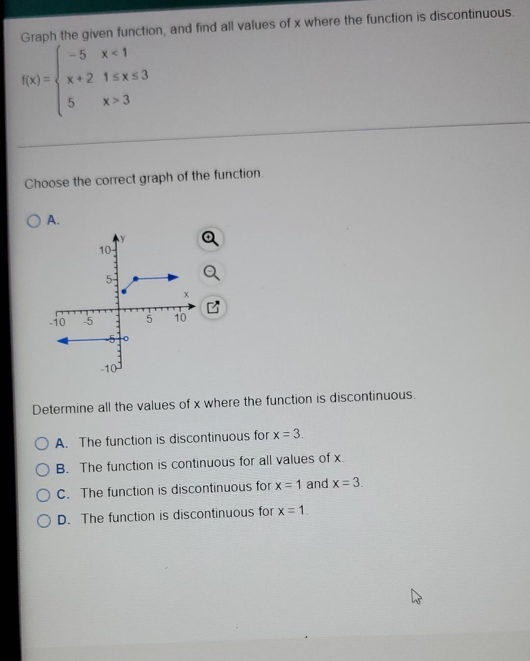 Solved Graph the given function, and find all values of x | Chegg.com
