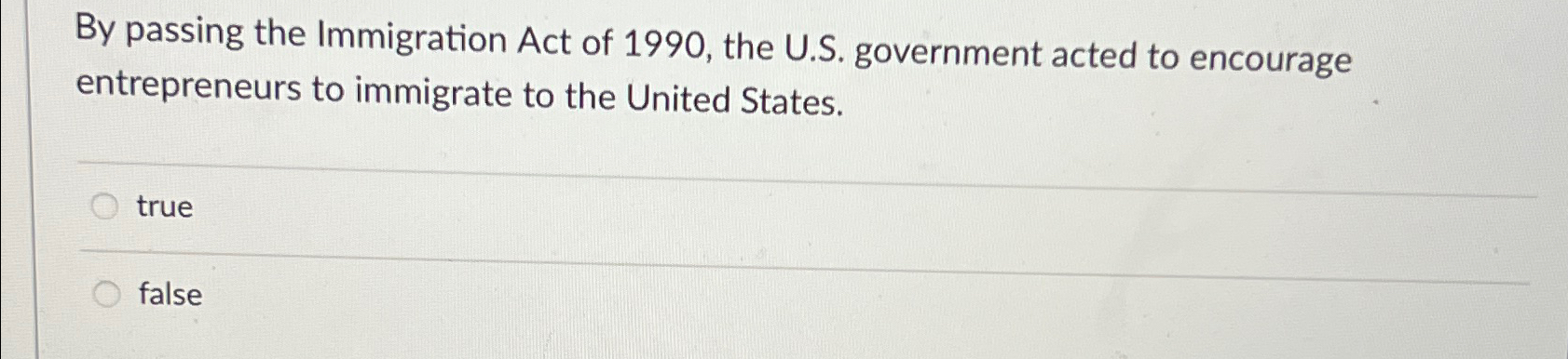 Solved By passing the Immigration Act of 1990, ﻿the U.S. | Chegg.com