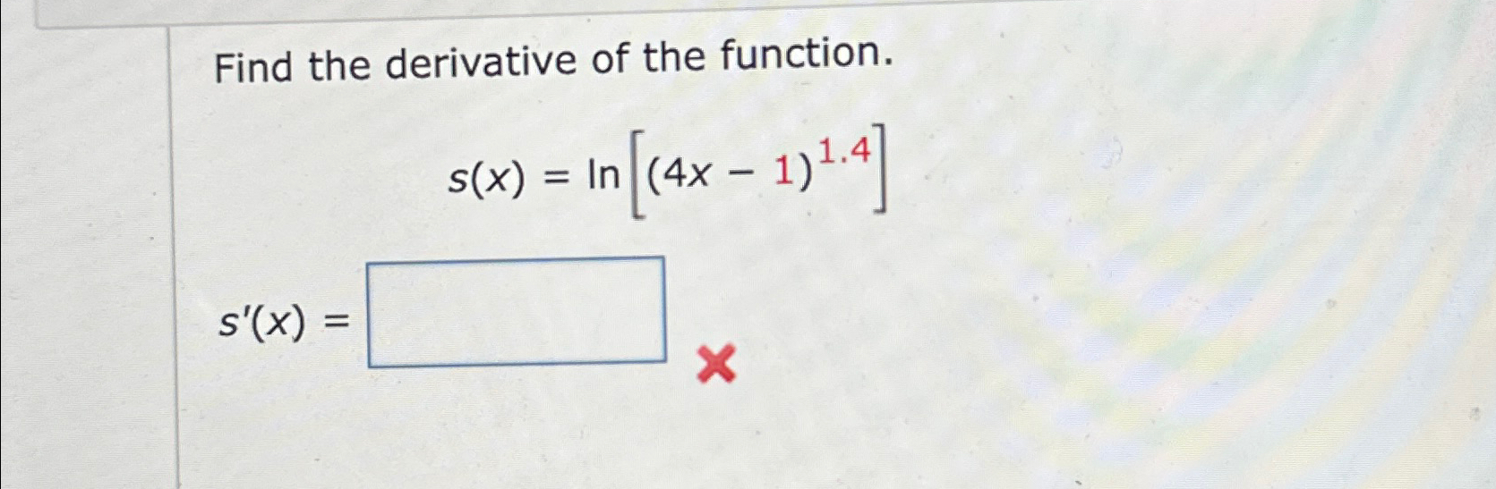 Solved Find the derivative of the | Chegg.com