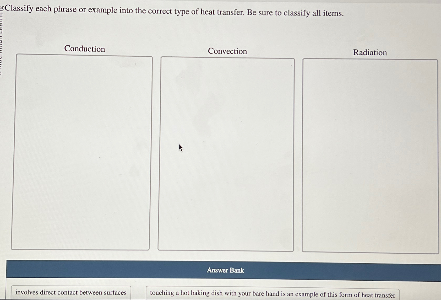 Solved N2 ﻿Classify each phrase or example into the correct | Chegg.com