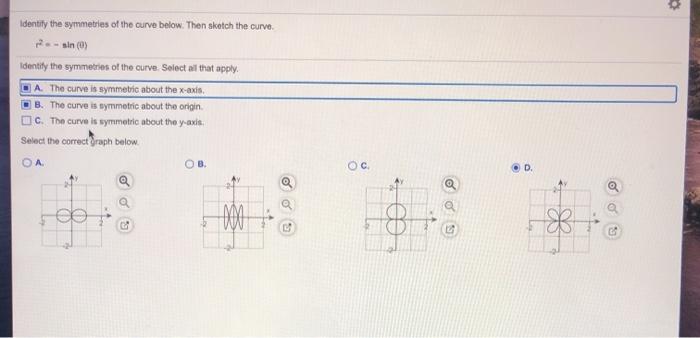 Solved Identify the symmetries of the curve below. Then | Chegg.com