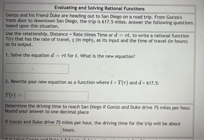 Solved Evaluating And Solving Rational Functions Gonzo And