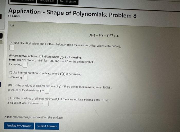Solved Application - Shape of Polynomials: Problem 7 (1 | Chegg.com