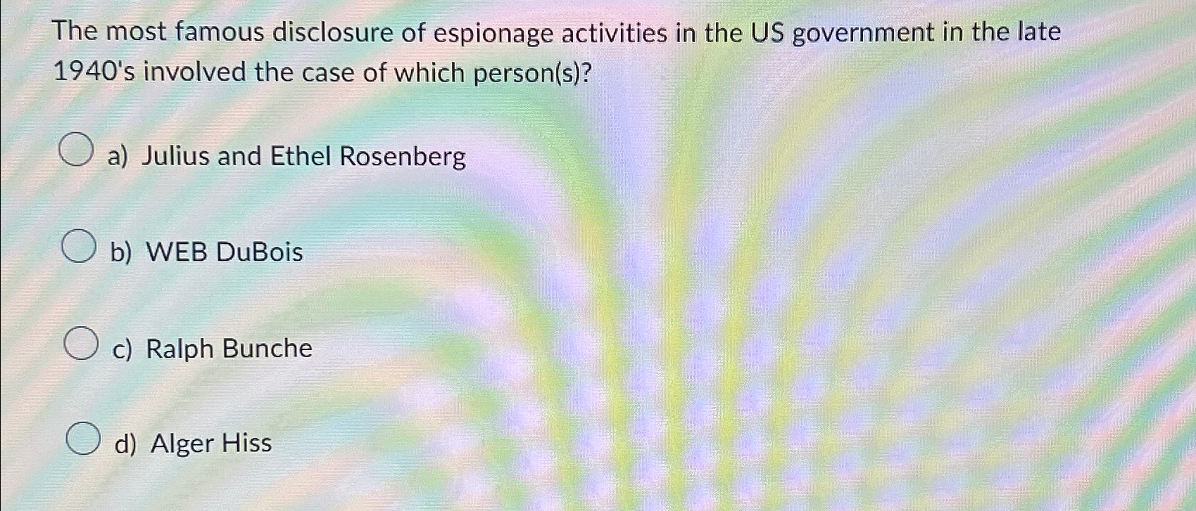 Solved The most famous disclosure of espionage activities in | Chegg.com