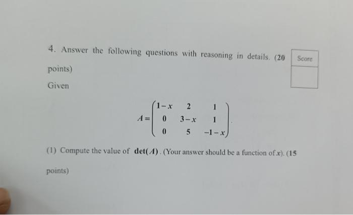 Solved 4 Answer The Following Questions With Reasoning In