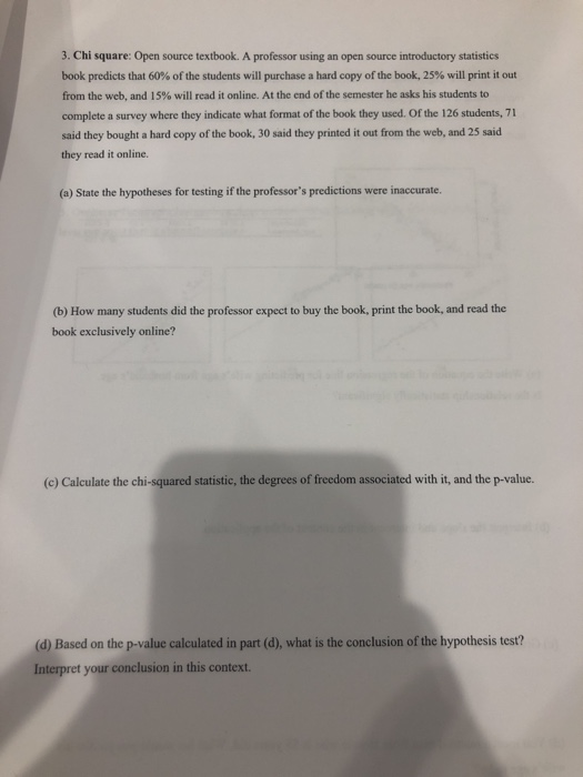 Solved 3. Chi square: Open source textbook. A professor | Chegg.com