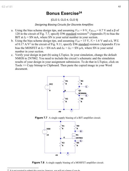 Solved a. Using the bias scheme design tips, and assuming | Chegg.com
