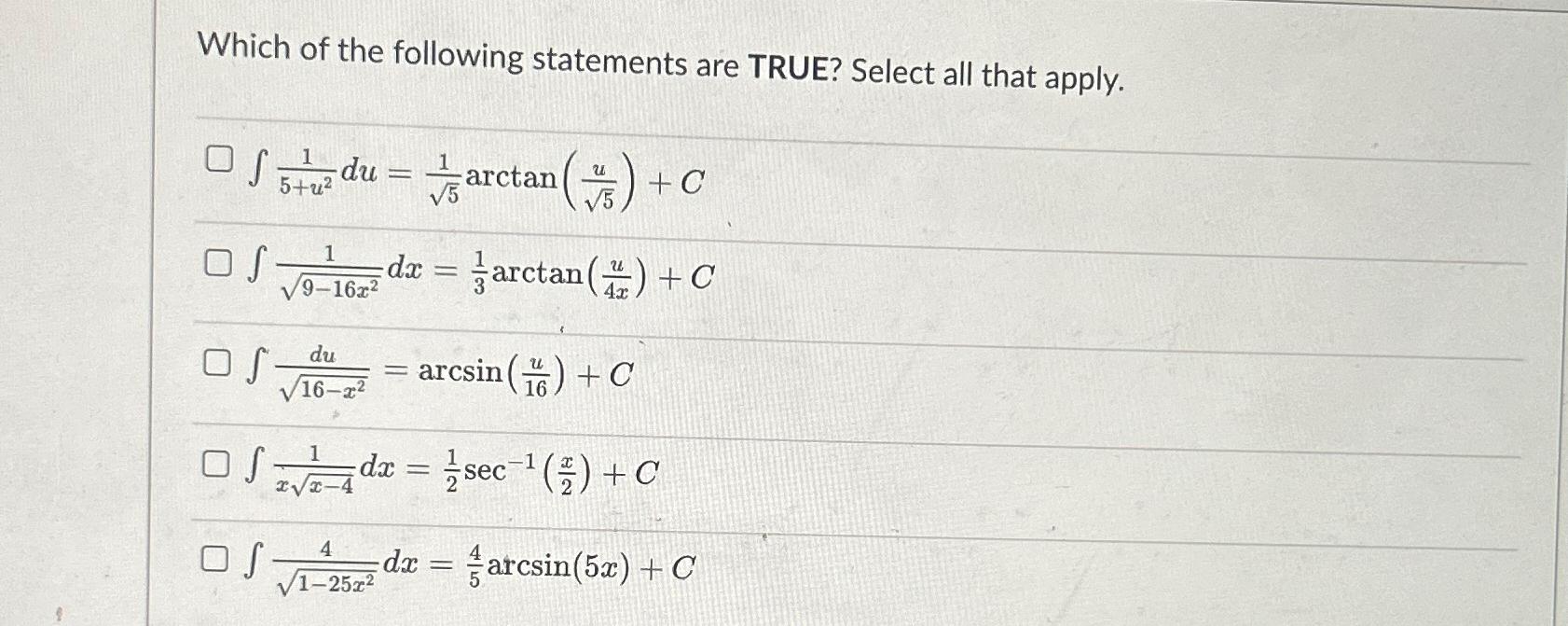 Solved Which of the following statements are TRUE? Select | Chegg.com