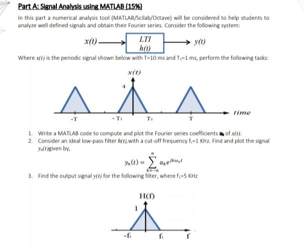 Solved Part A: Signal Analysis using MATLAB (15%) In this | Chegg.com