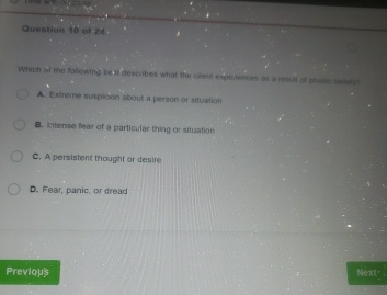 Solved B. ﻿kabense fear of a particular thing or situationC. | Chegg.com