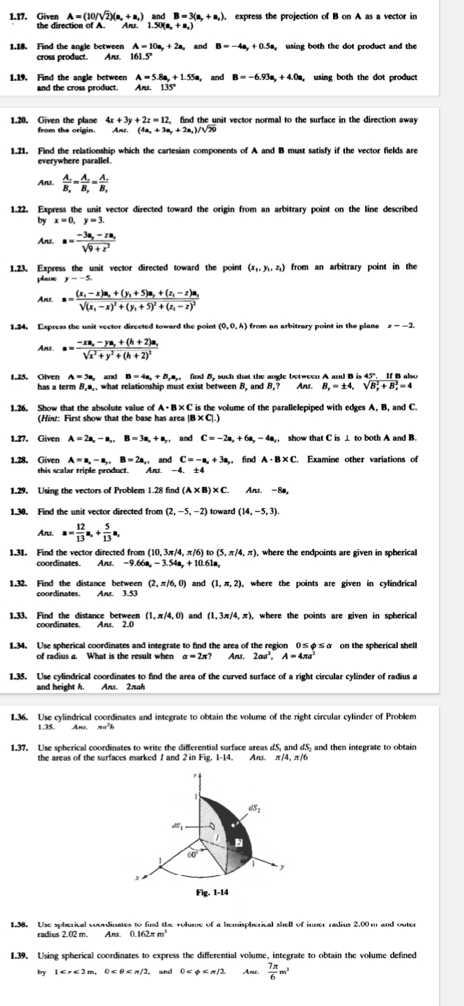Solved 1.17. ﻿Given A-(10/V2)\(, +a,) ﻿and B-3(4, +a,), | Chegg.com