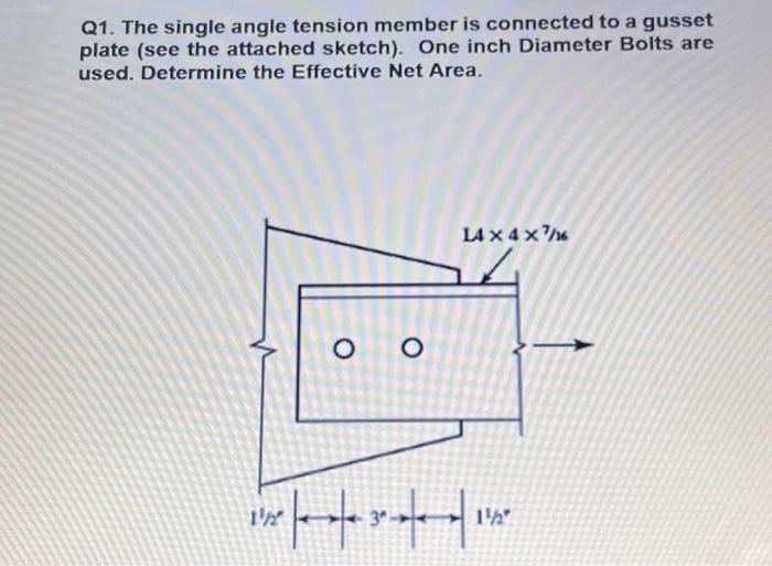Solved Q1. The single angle tension member is connected to a | Chegg.com