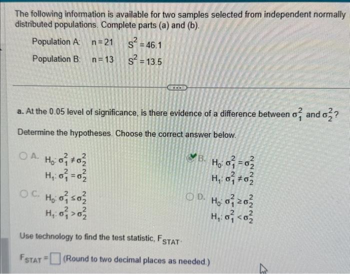The following information is available for two | Chegg.com