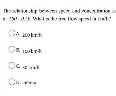 Solved The relationship between speed and concentration is | Chegg.com