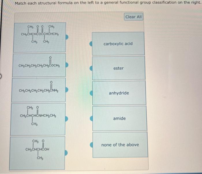 Solved Match each structural formula on the list to a | Chegg.com