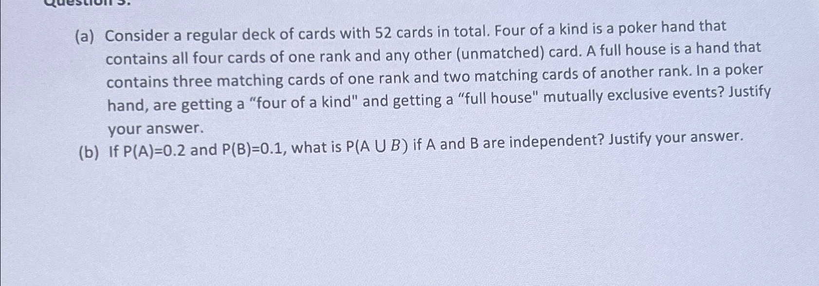 Solved (a) ﻿Consider a regular deck of cards with 52 ﻿cards | Chegg.com