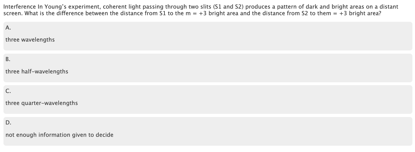 Solved Interference In Young's experiment, coherent light | Chegg.com