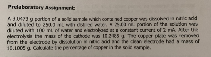 Solved Prelaboratory Assignment: A 3.0473 g portion of a | Chegg.com Solved Prelaboratory Assignment: A 3.0473 g portion of a | Chegg.com