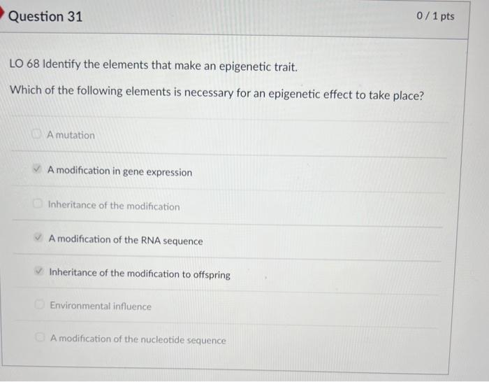 Solved 68 Identify the elements that make an epigenetic | Chegg.com