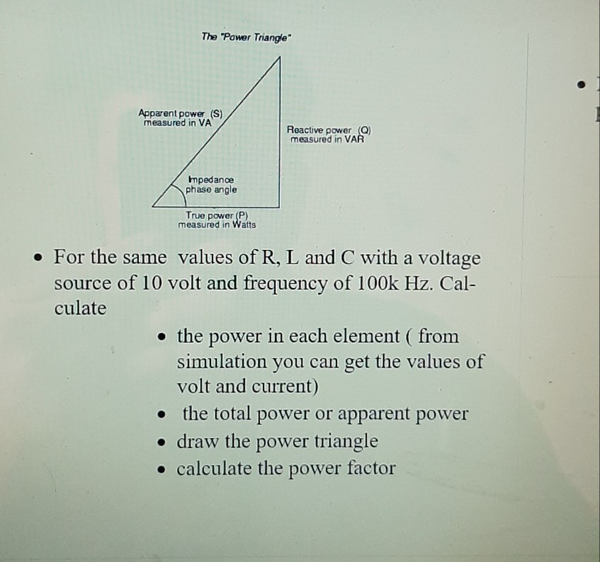 Solved The Power Triangle Apparent power (S) measured in VA | Chegg.com