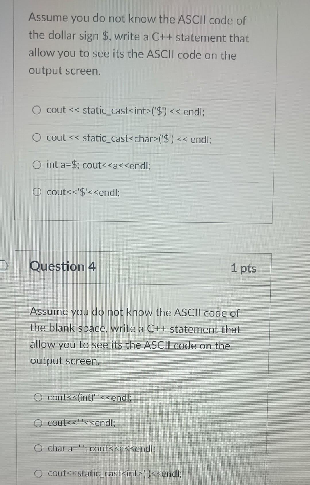 Solved D Assume you do not know the ASCII code of the dollar | Chegg.com