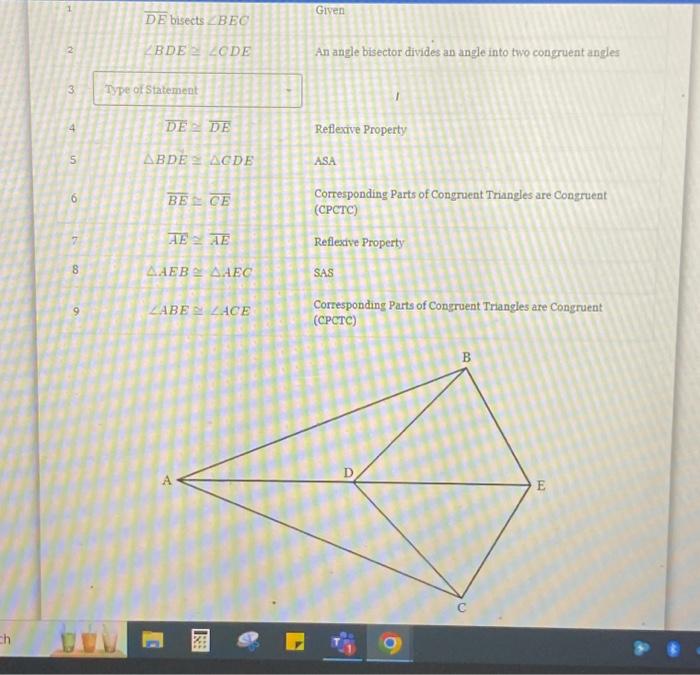 Solved Fill in the missing statement and reason of the proof | Chegg.com