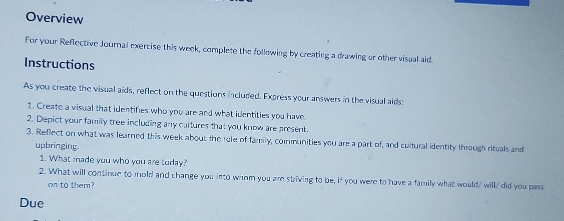 Solved For your Reflective Journal exercise this week, | Chegg.com