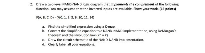 Solved 2. Draw a two-level NAND-NAND logic diagram that | Chegg.com
