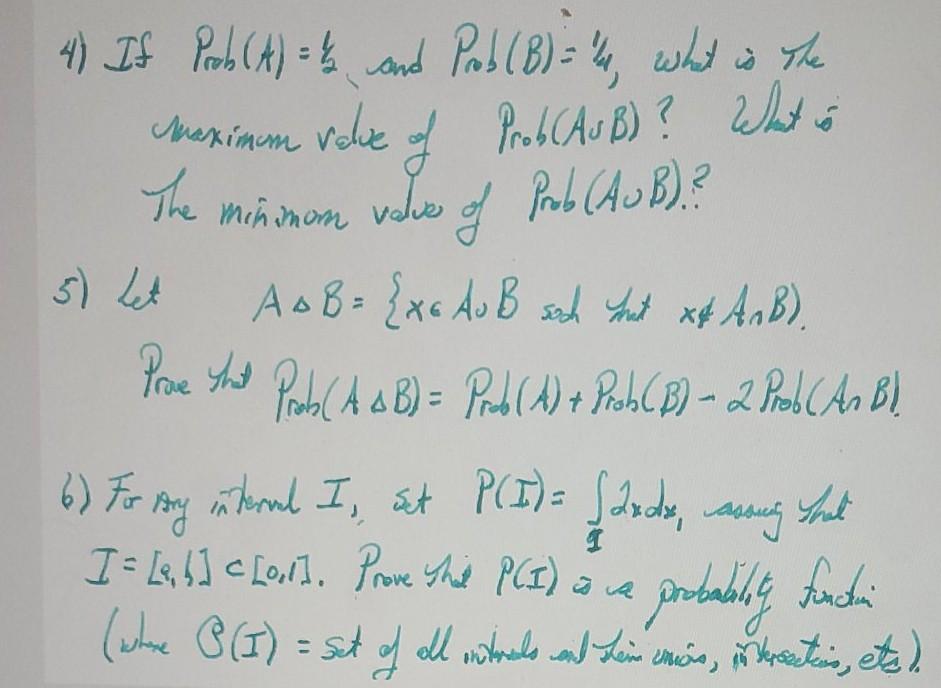 Solved The mininom values 4) If Prob (A) = 1 and Prob (B) = | Chegg.com