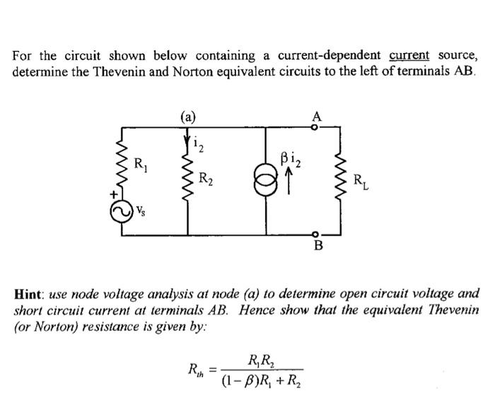 Solved For the circuit shown below containing a | Chegg.com