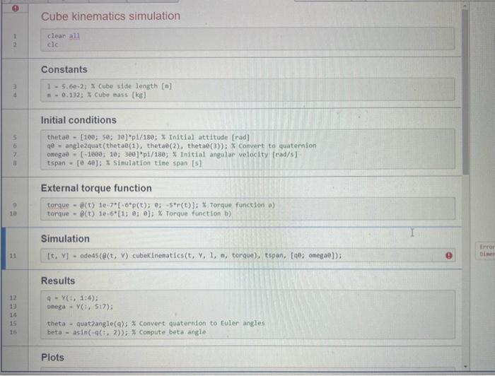 Solved Cube kinematics simulation clear all cle Constants 1 | Chegg.com