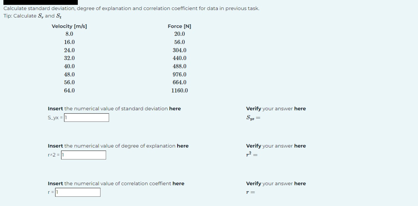Solved Calculate standard deviation, degree of explanation | Chegg.com