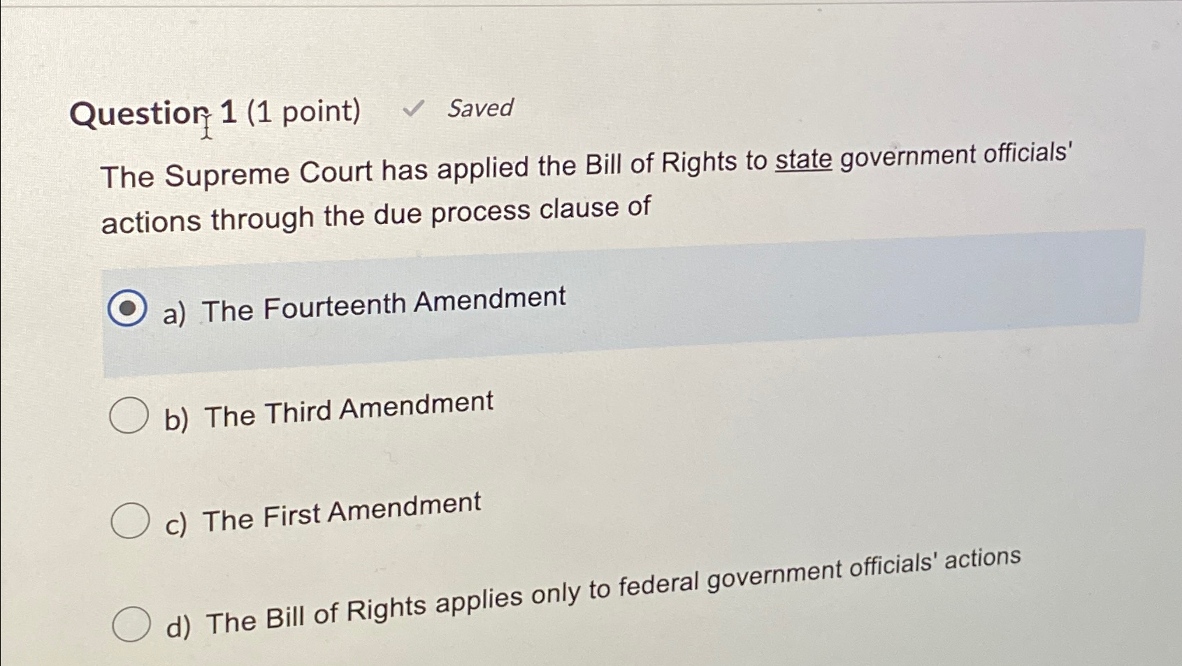Solved Questior 1 (1 ﻿point) ﻿SavedThe Supreme Court has | Chegg.com