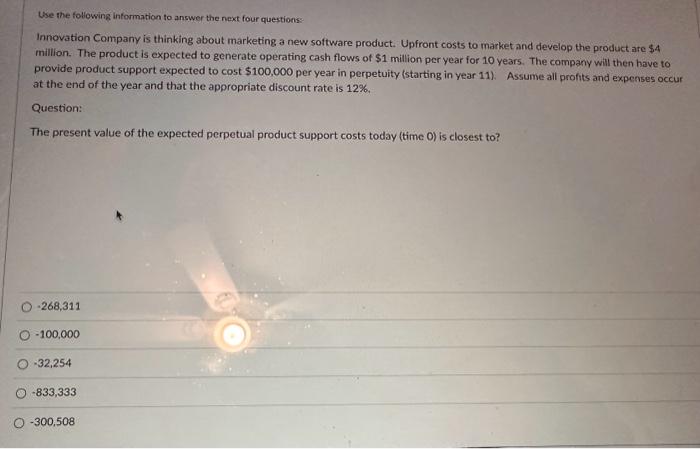 Solved Use the following information to answer the next four | Chegg.com