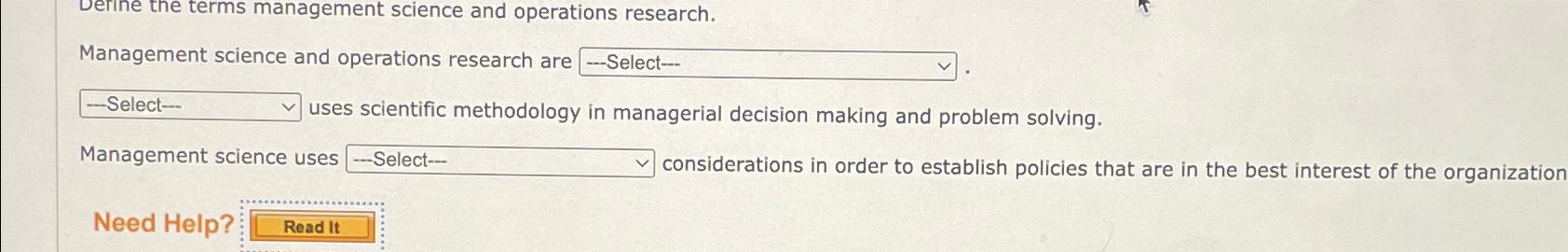 Solved Define the terms management science and operations | Chegg.com