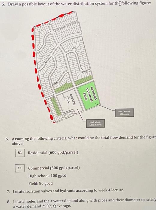 Solved 5. Draw a possible layout of the water distribution | Chegg.com