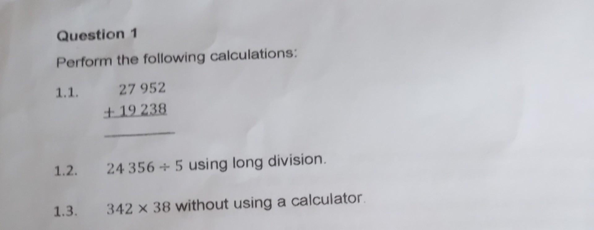 Solved Question 1 Perform the following calculations: 1.1. | Chegg.com