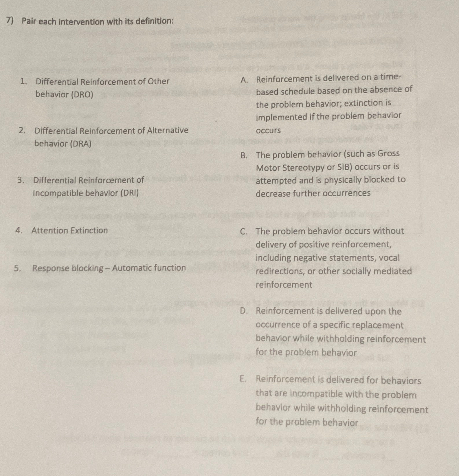 Solved Pair each intervention with its | Chegg.com