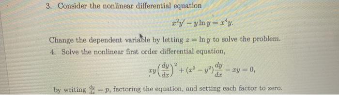 Solved 3. Consider the nonlinear differential equation x+y' | Chegg.com
