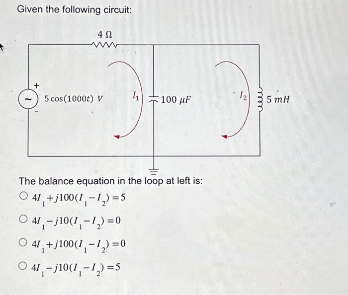 Solved Given the following circuit: The balance equation in | Chegg.com Solved Given the following circuit: The balance equation in | Chegg.com